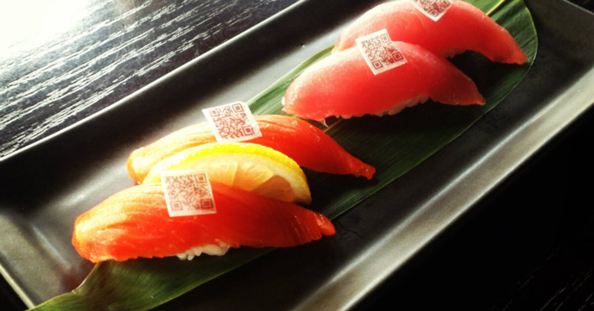 Des QR codes sur les sushis
